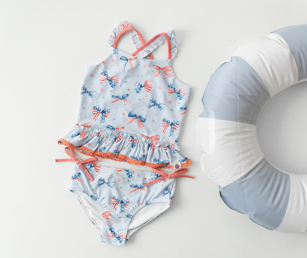 Selah Tankini Swimsuit - Red White & Bow – Cheeky Plum