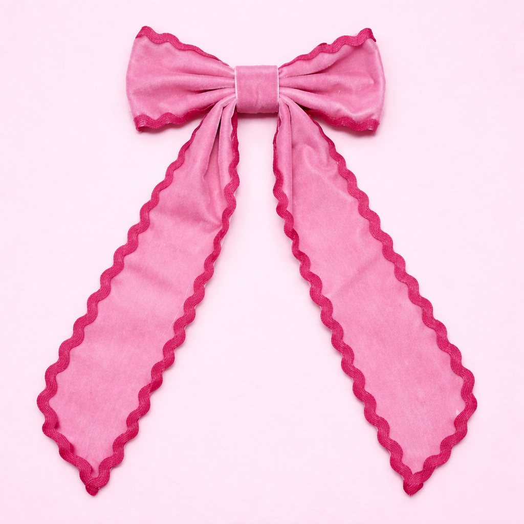 Ruffle Trim Hair Bow - Carnation – Cheeky Plum