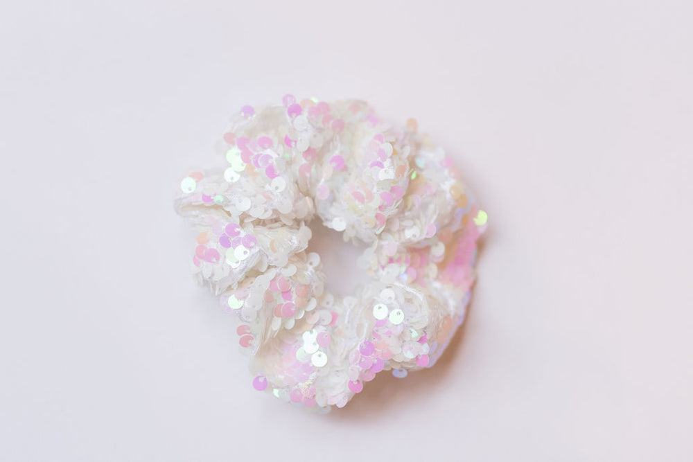 Iridescent Sequin Scrunchie - White – Cheeky Plum
